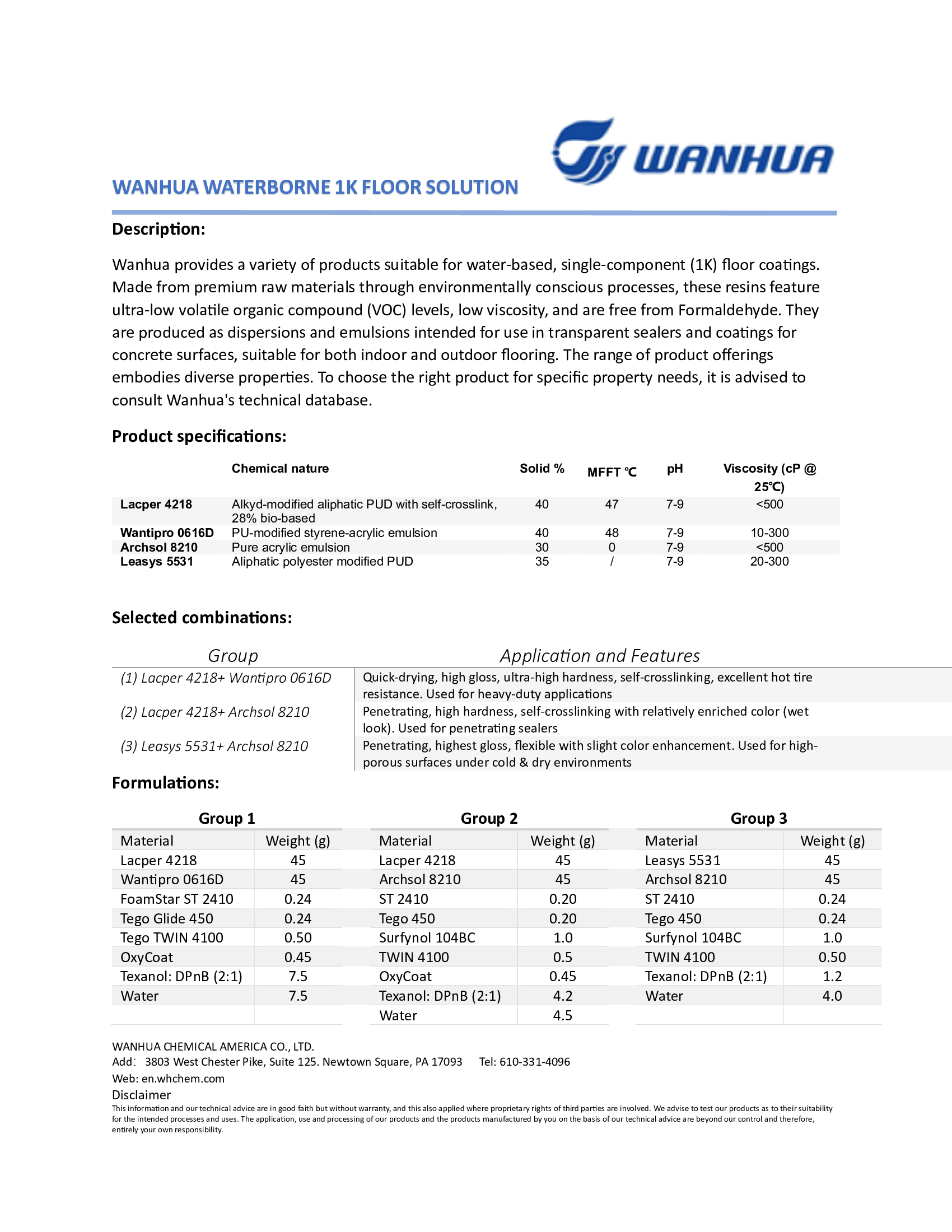 Wanhua Chemical Products